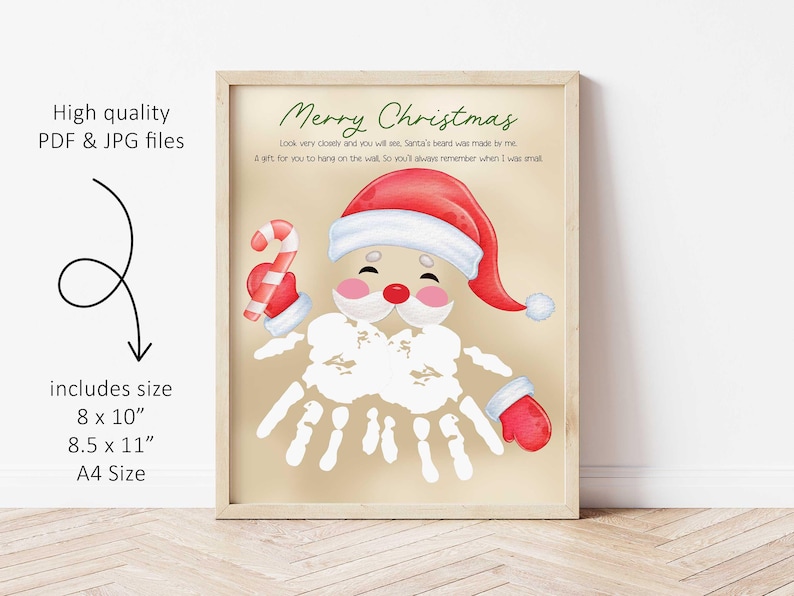 Christmas Handprint Craft - Santa Handprint Craft - Santa Handprint Art ...