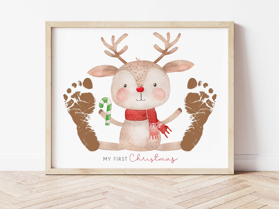 Christmas Footprint Craft - Reindeer Footprint Craft - 1st Christmas ...