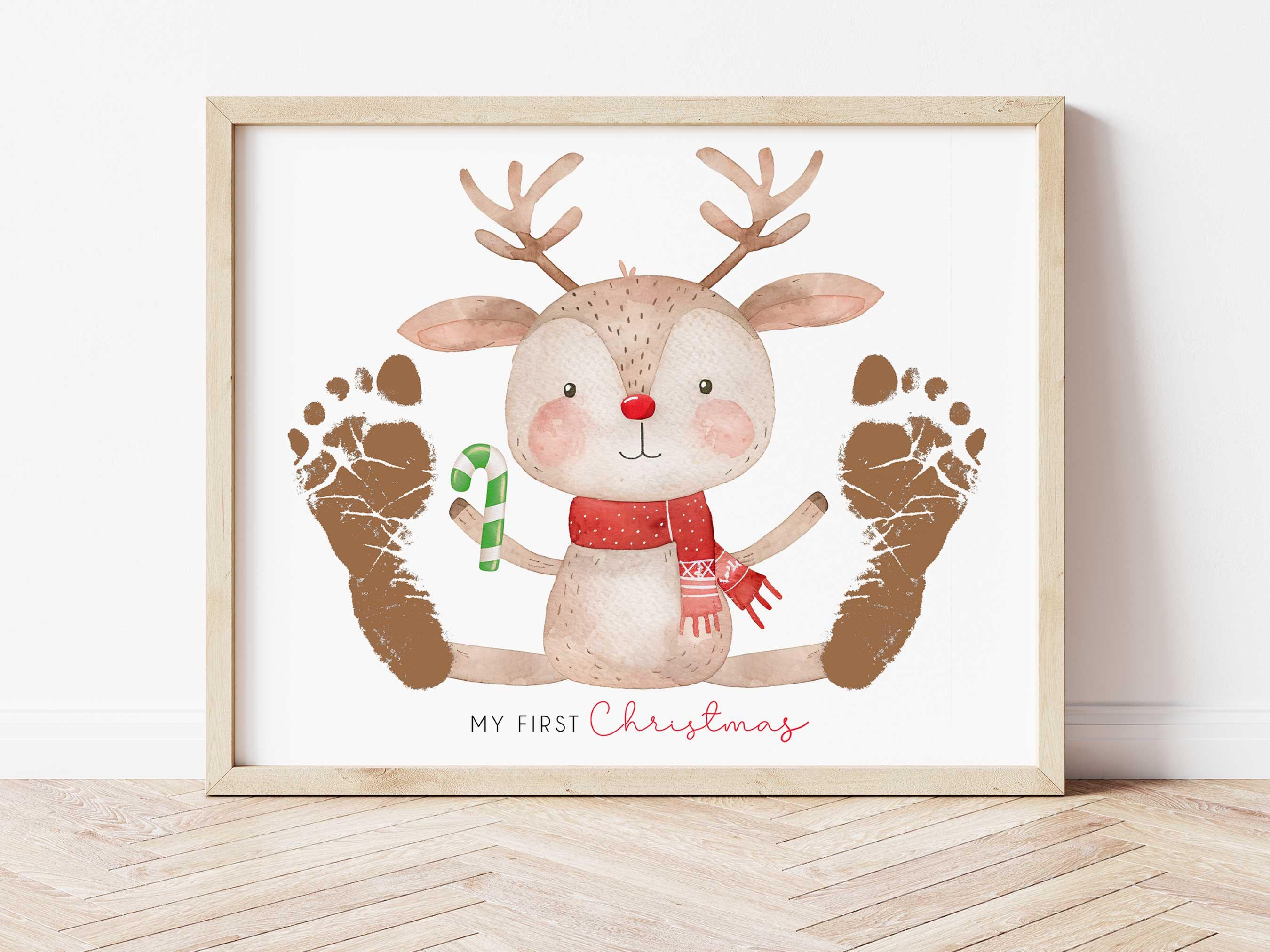 Christmas Footprint Craft - Reindeer Footprint Craft - 1st Christmas ...