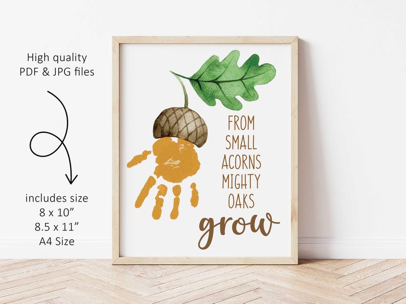 Fall Handprint Craft - Acorn Handprint Craft - Preschool Thanksgiving ...