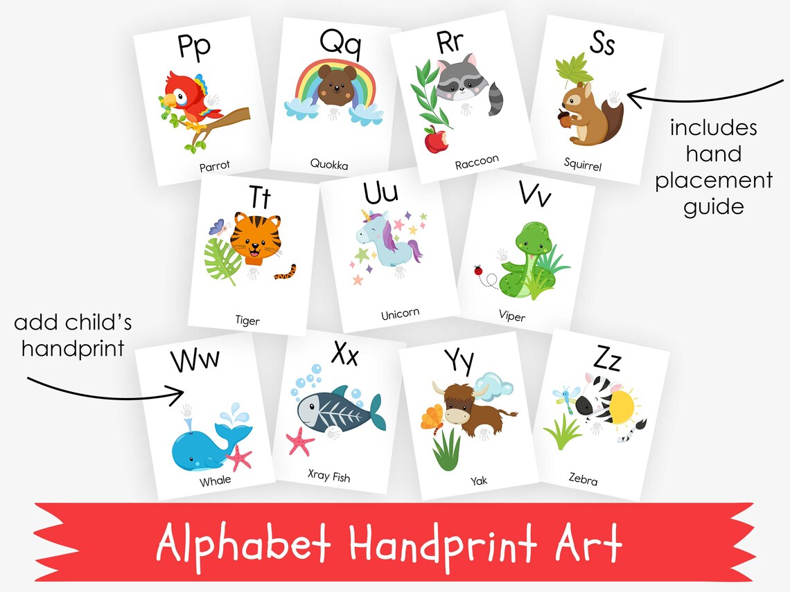 Alphabet Handprint - Animal Alphabet Handprint - Preschool Alphabet ...
