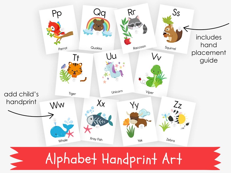 Alphabet Handprint - Animal Alphabet Handprint - Preschool Alphabet ...