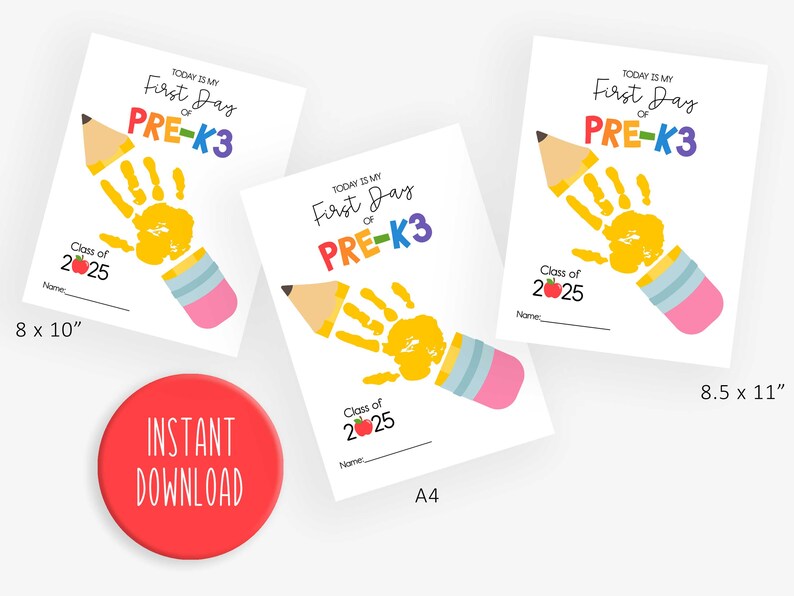 First Day of Pre K3 Handprint - Preschool Handprint Craft - First Day ...