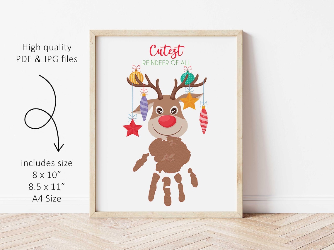 Christmas Handprint Craft - Reindeer Handprint Craft - Reindeer ...