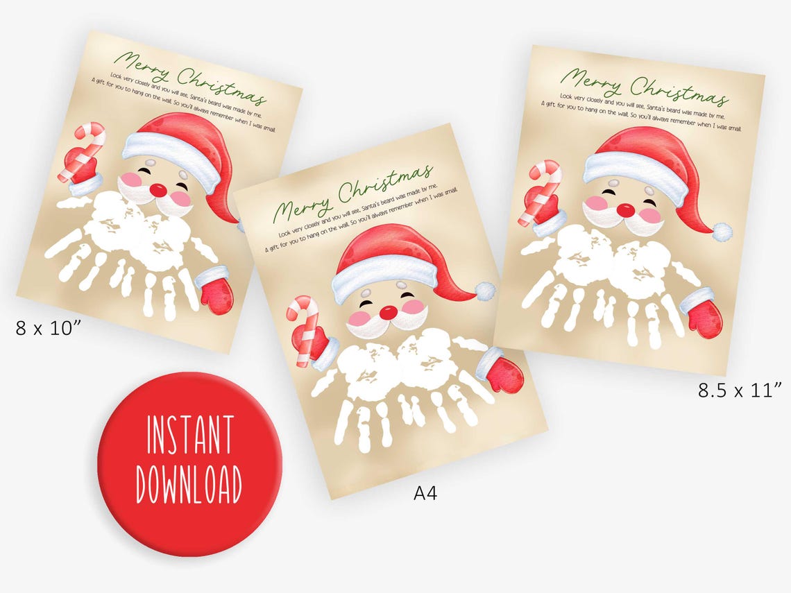 Christmas Handprint Craft - Santa Handprint Craft - Santa Handprint Art ...