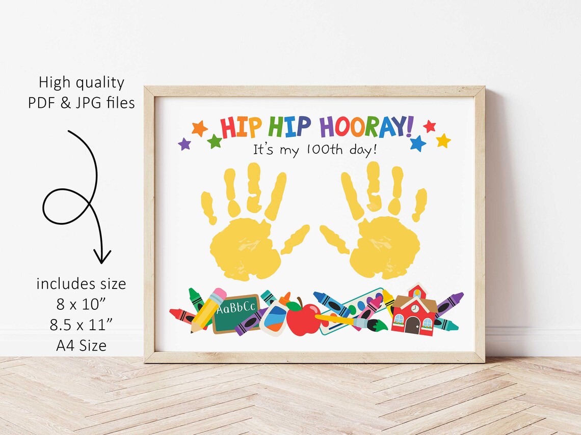 100th Day of School Handprint Craft | Hip Hip Hooray It’s My 100th Day ...