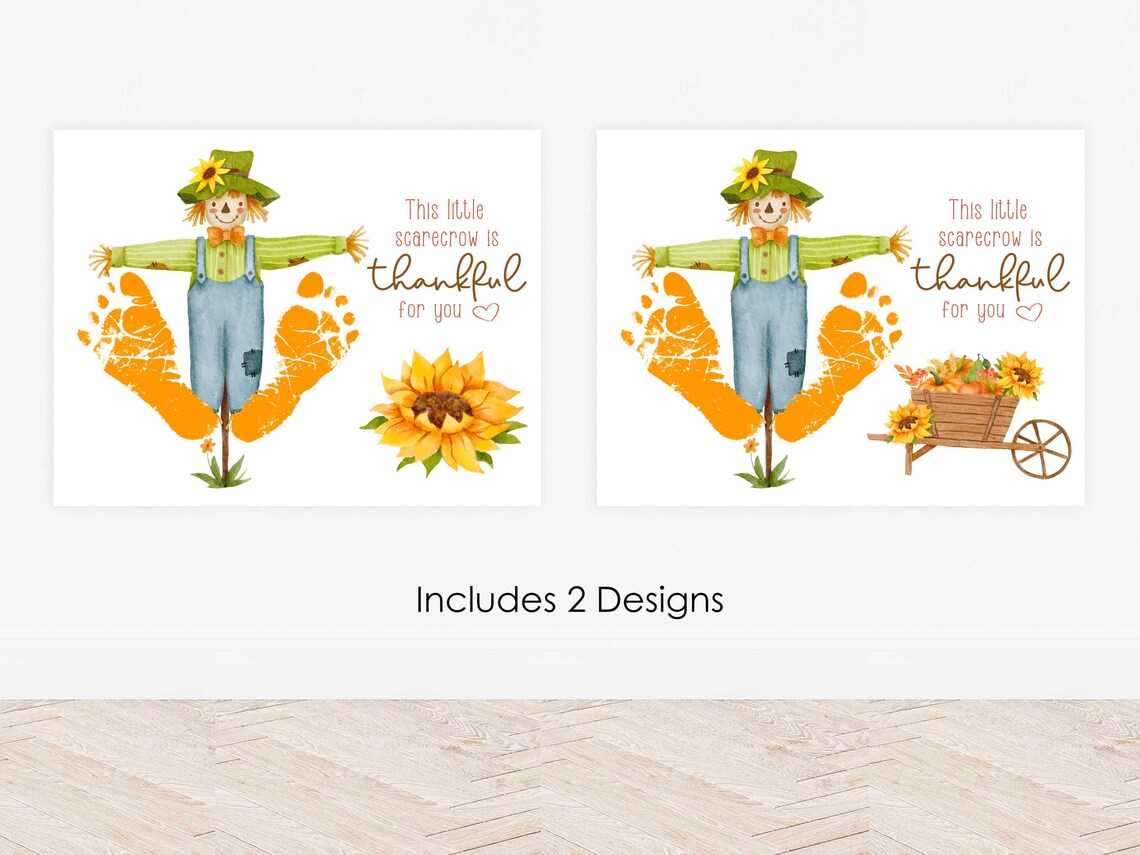Autumn Footprint Craft - Scarecrow Footprint Craft - Thanksgiving Craft ...