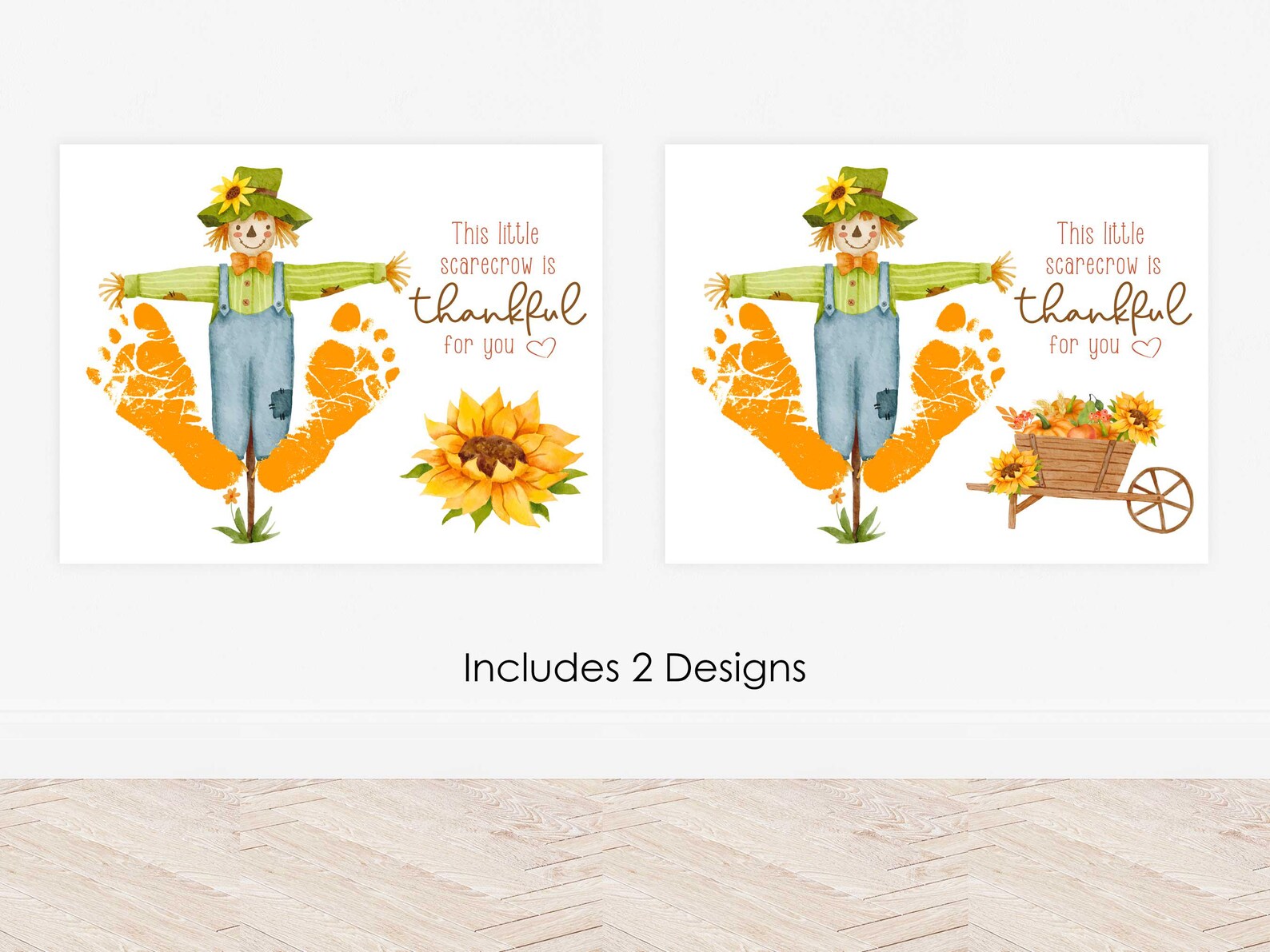 Autumn Footprint Craft - Scarecrow Footprint Craft - Thanksgiving Craft ...