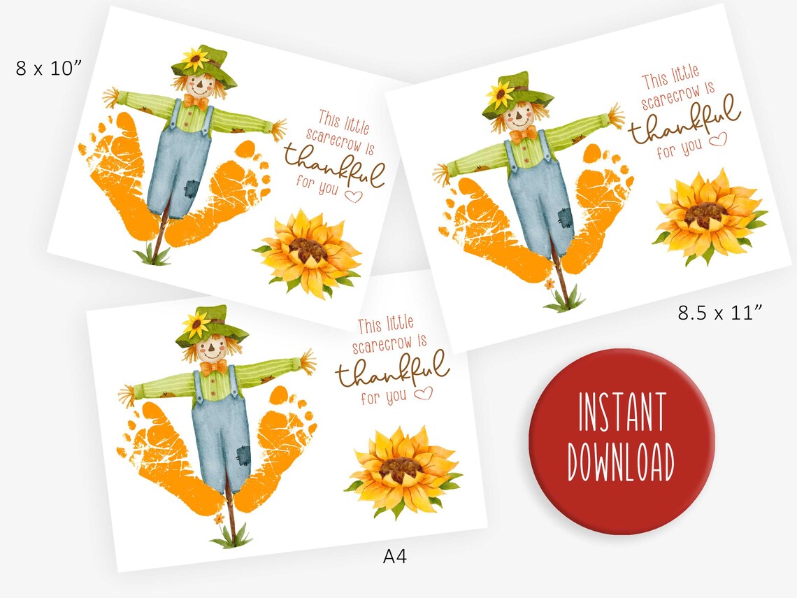 Autumn Footprint Craft - Scarecrow Footprint Craft - Thanksgiving Craft ...