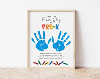 First Day of Preschool Printable Back to School Handprint Art Memory ...