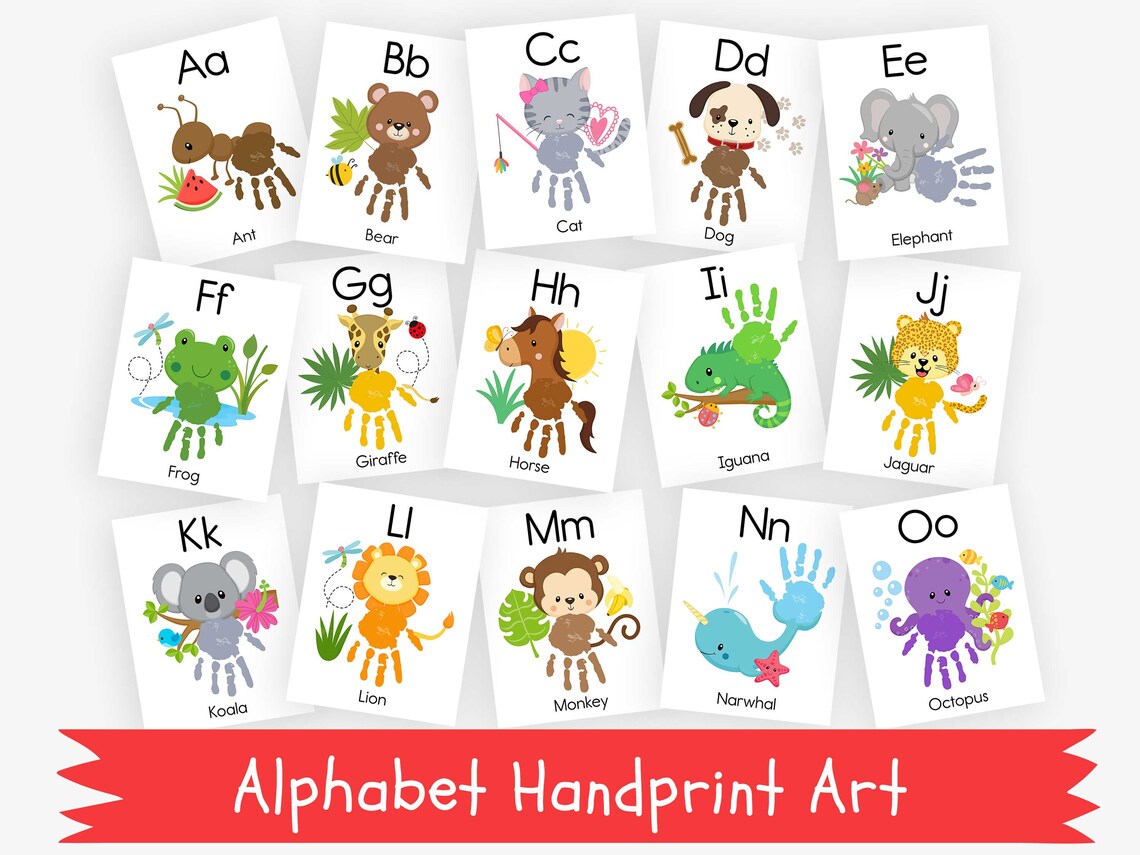Alphabet Handprint - Animal Alphabet Handprint - Preschool Alphabet ...