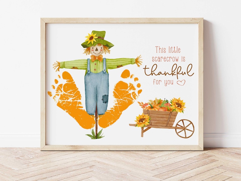 Autumn Footprint Craft - Scarecrow Footprint Craft - Thanksgiving Craft ...