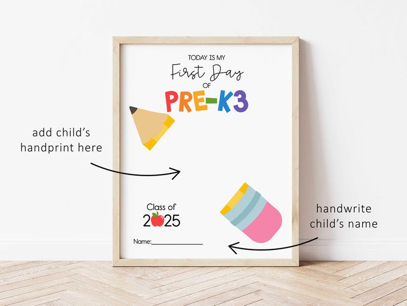 First Day of Pre K3 Handprint - Preschool Handprint Craft - First Day ...