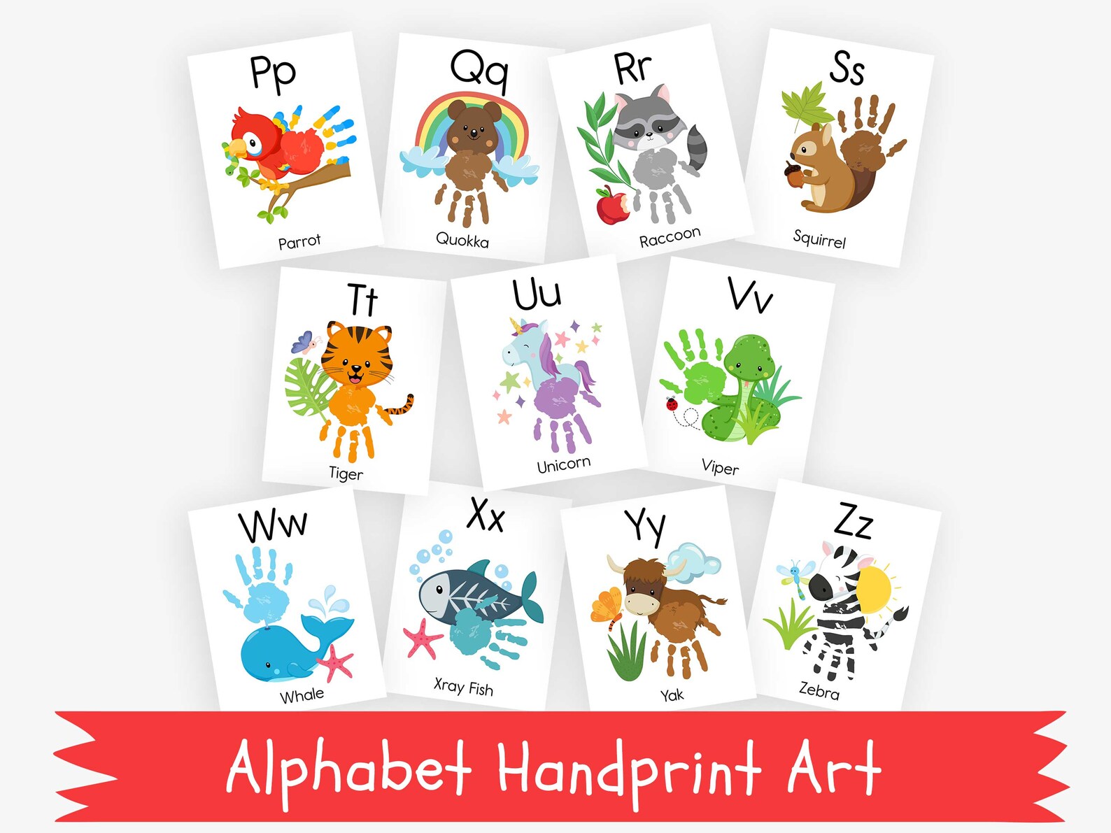 Alphabet Handprint - Animal Alphabet Handprint - Preschool Alphabet ...
