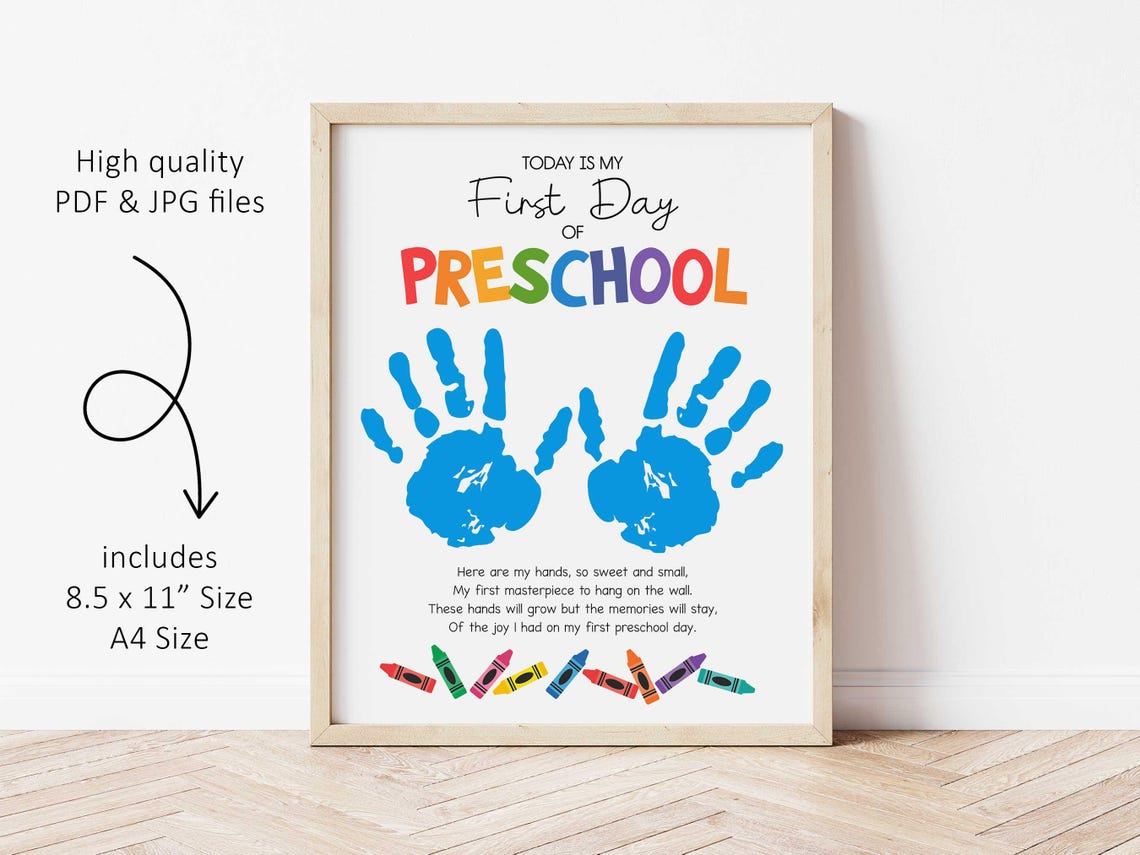 First Day of Preschool Handprint First Day of Preschool Printable ...