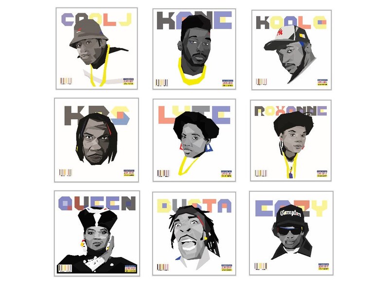 Album Cover Hip Hop RAPPERS PRINT BUNDLE, American Rap Artists Print ...