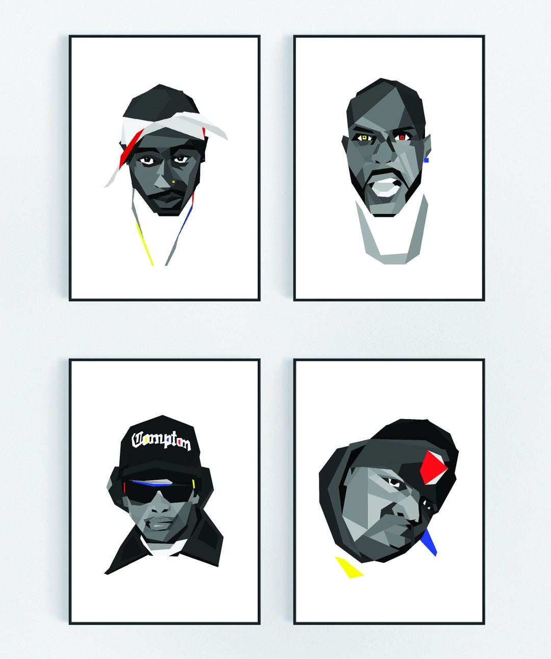 Set of 4 Printable Tupac RAPPER Compton WALL ART, Digital Download ...