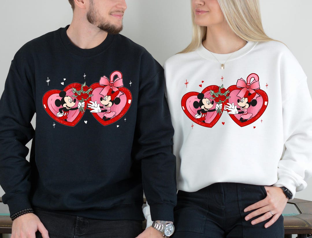 Retro Disney Heart Locket Watercolor Mickey Minnie Mouse Shirt ...