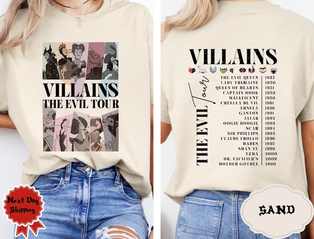 Retro Disney Villains Evil Tour Two-sided Shirt, Disney Villains ...