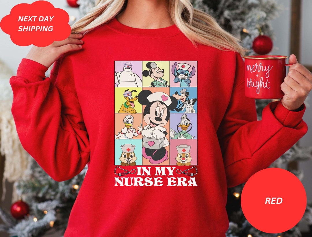 Retro in My Disney Nurse Era Shirt, Mickey Minnie Stitch Dog Baymax ...