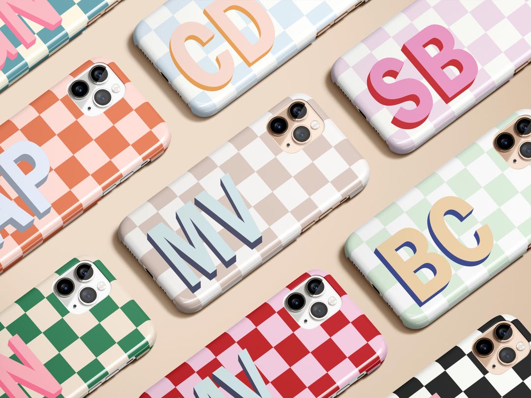 Monogram Custom Initials Case for iPhone 16 15 14 13 12 11 X XS Max XR ...