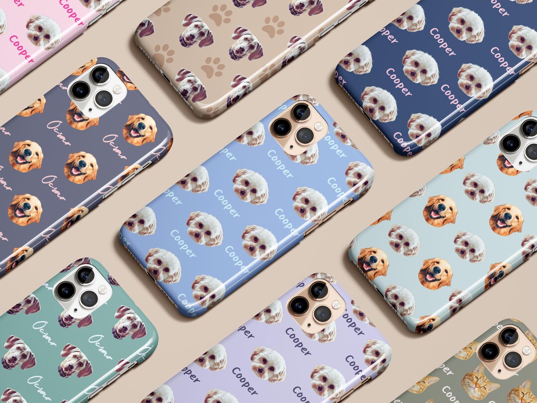Custom Pet Dog Cat Case Portrait Multi Face Photo for iPhone 16 15 14 ...