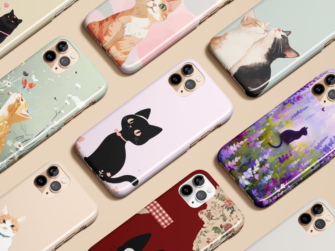 Funny Black Cat Phone Case Orange Cat Phone Case for iPhone 17 16 15 14 ...
