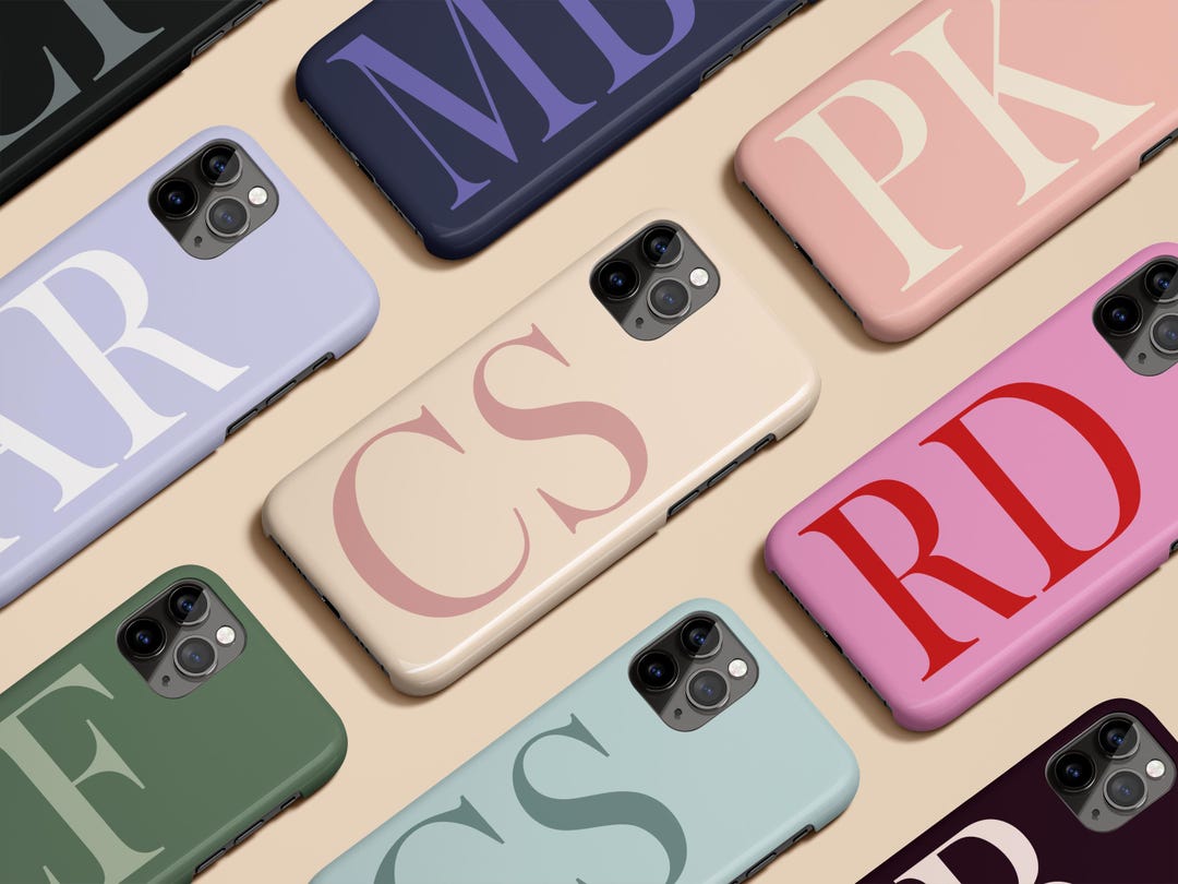 Monogram Initials Phone Case Personolized Custom Name for iPhone 17 16 ...