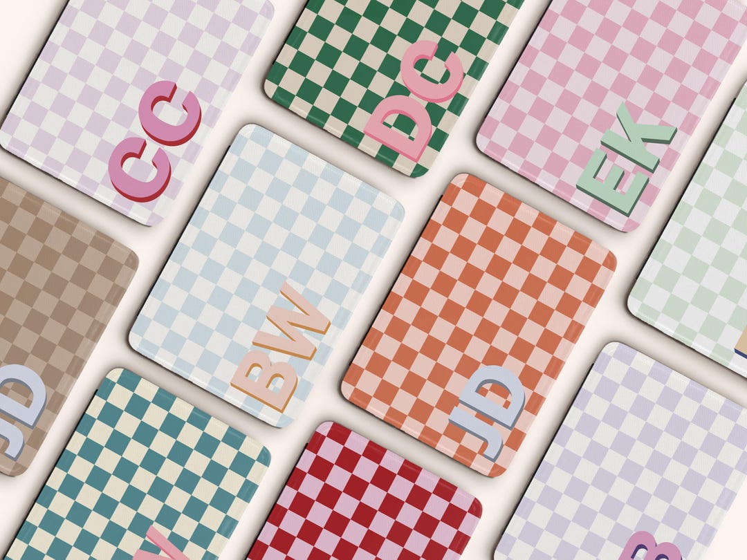 Buy Checkered Personalized Kindle Case Custom Monogram Initials Name ...
