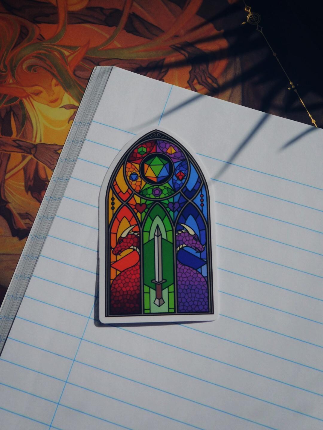 Dnd Inspired Stained Glass Window Sticker - Etsy