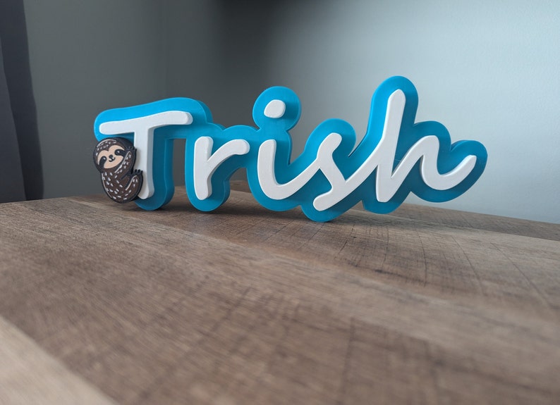 Sloth Name Plate, Multicolor 3D Teacher Name Sign, Sloth Lover Gift ...