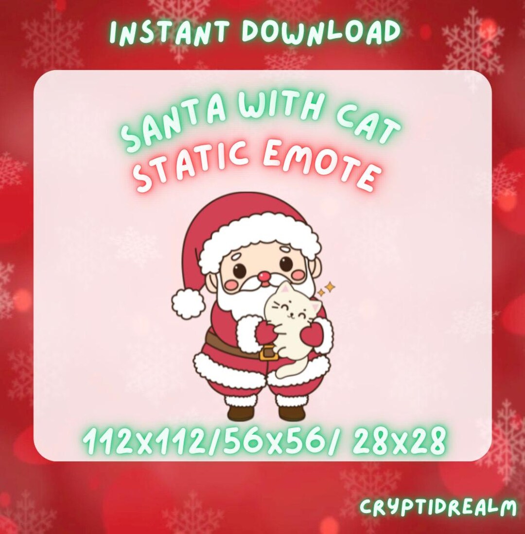 Santa With Cat Static Emote for Twitch & Discord - Etsy