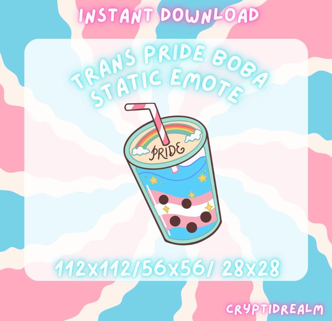 Trans Pride Boba Static Emote for Twitch & Discord - Etsy