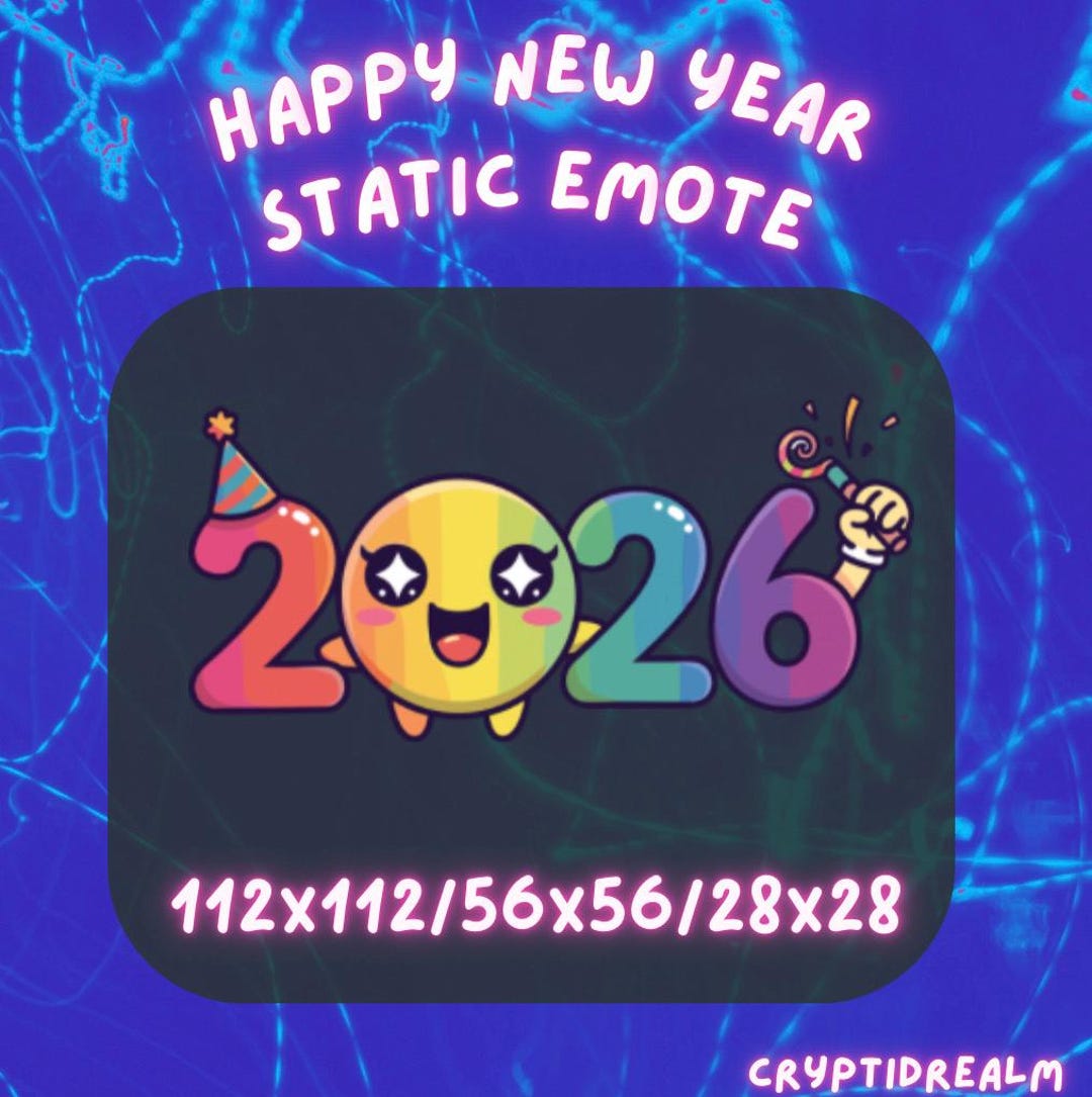 Cute 2026 Happy New Year Static Emote for Twitch & Discord - Etsy