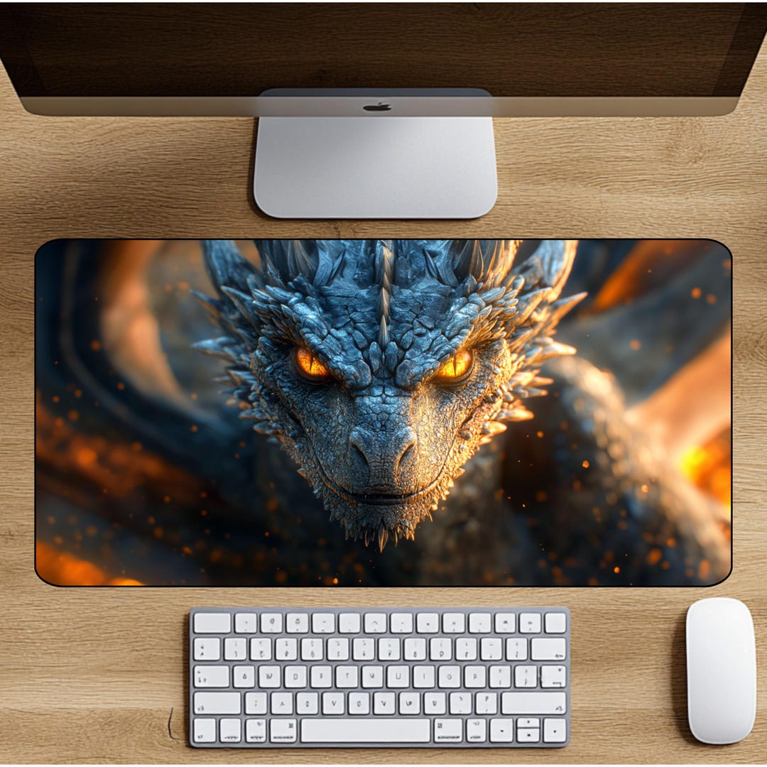 Dragon Desk Mat, Fierce Dragon Face Desk Organizer, Medieval Office ...