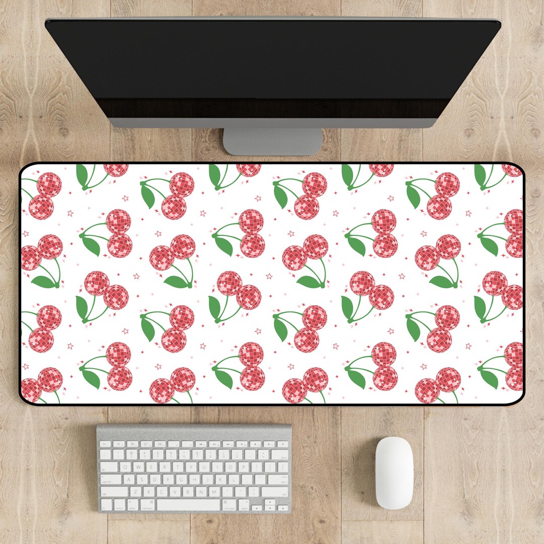 Disco Ball Cherry Desk Mat, Cute Desk Pad, Coquette Office Decor, Large ...