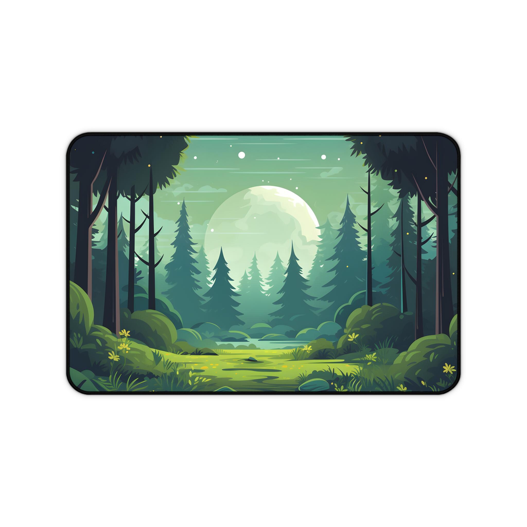 Forest Desk Mat, Landscape Nature Desk Organizer, Green Desk Pad, Full ...
