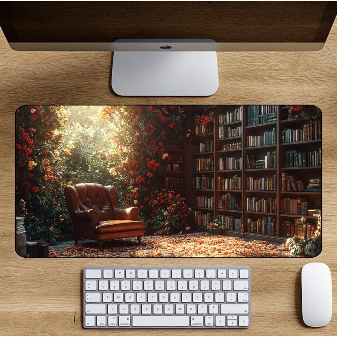 Floral Library Desk Pad, Bookish Office Decor - Etsy