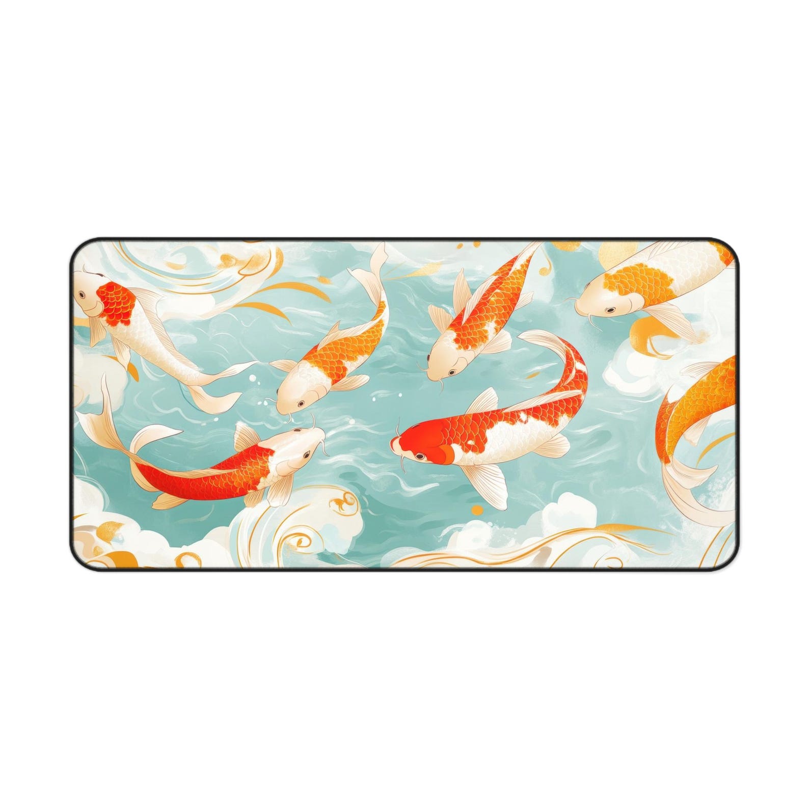Koi Fish Desk Mat, Kawaii Desk Organizer, Japanese Office Decor, Anime ...