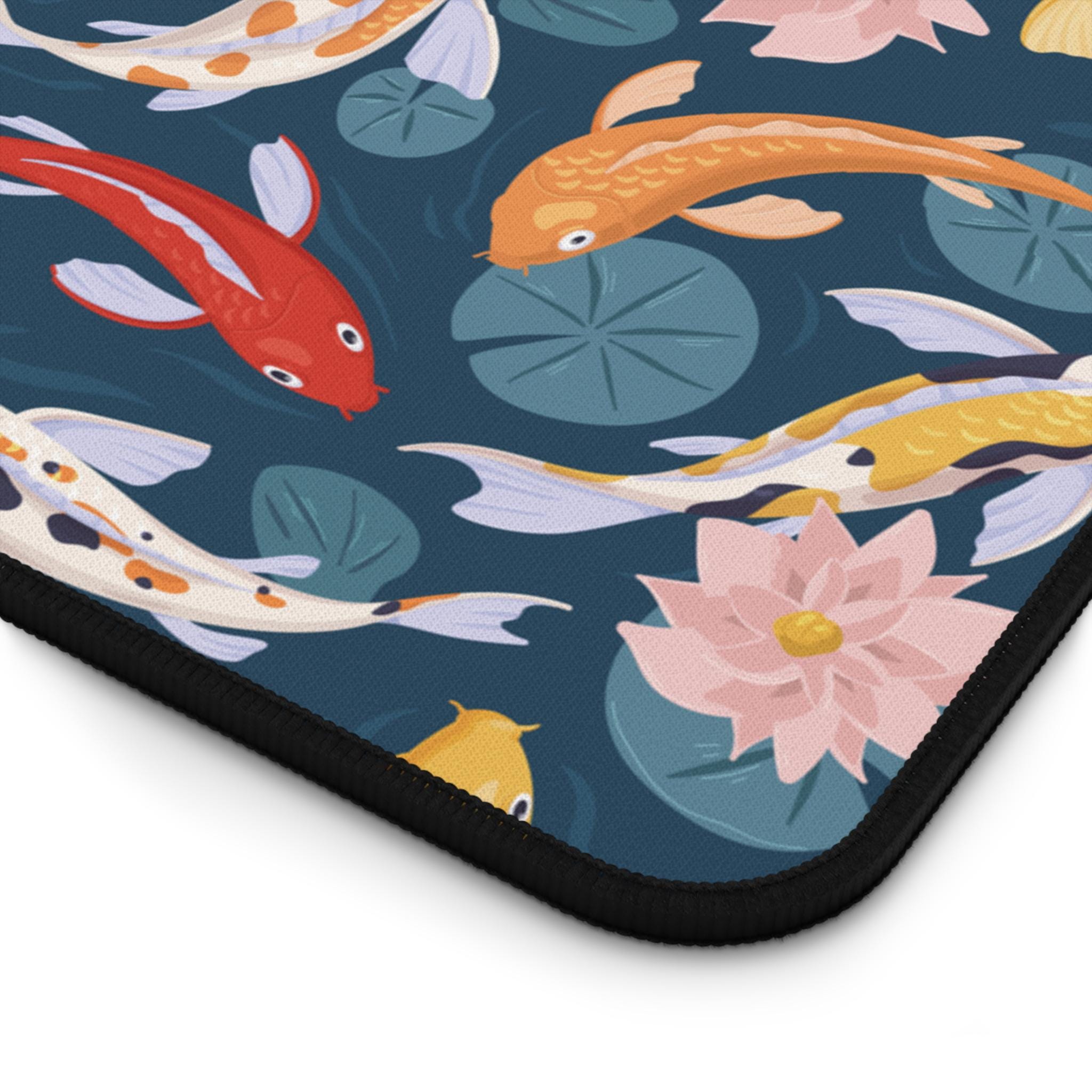 Koi Fish Desk Mat, Japanese Desk Organizer, Cute Desk Mat, Nature ...