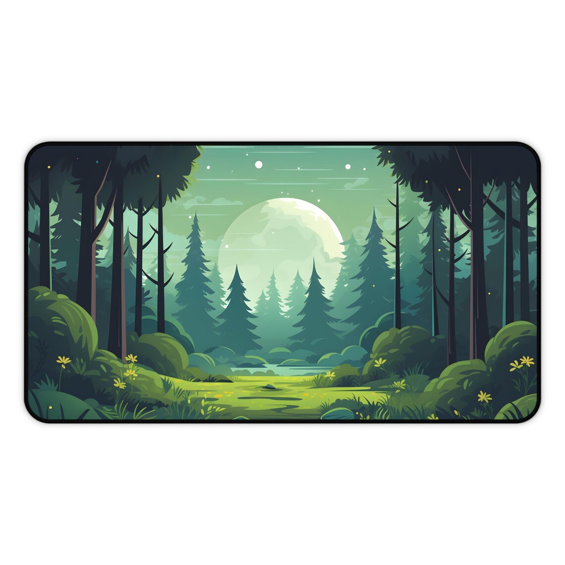 Forest Desk Mat, Landscape Nature Desk Organizer, Green Desk Pad, Full ...