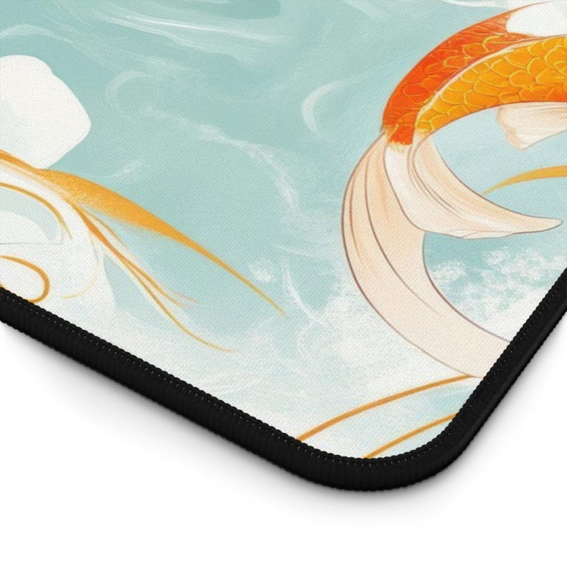 Koi Fish Desk Mat, Kawaii Desk Organizer, Japanese Office Decor, Anime ...