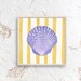 Purple Seashell Print With Yellow Stripe Background, Coastal Art, Beach ...