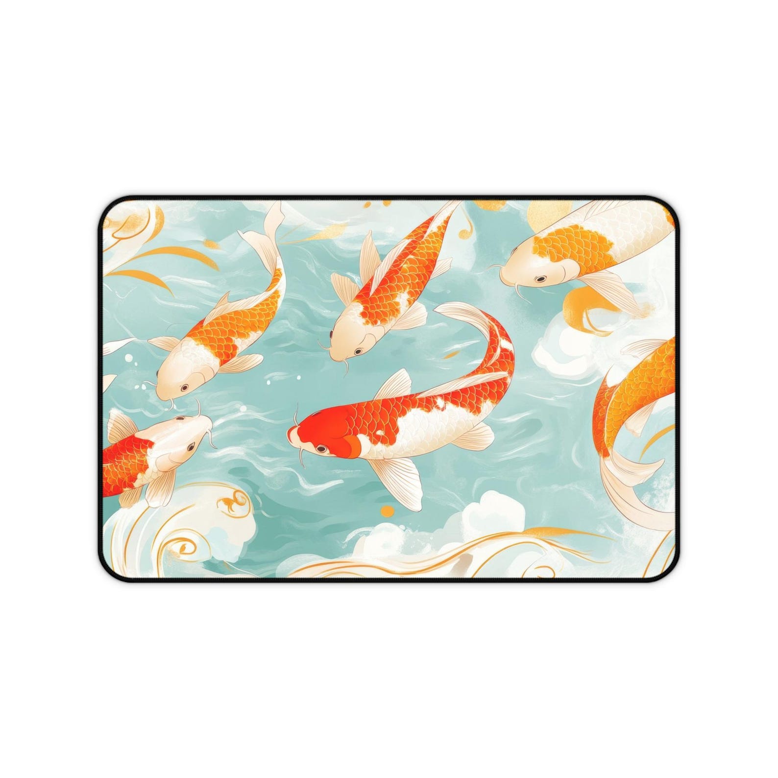 Koi Fish Desk Mat, Kawaii Desk Organizer, Japanese Office Decor, Anime ...