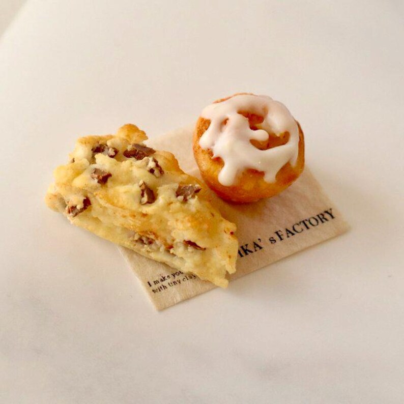 Miniature Scones and Cinnamon Rolls Set, Miniature Food, Dollhouse Food ...