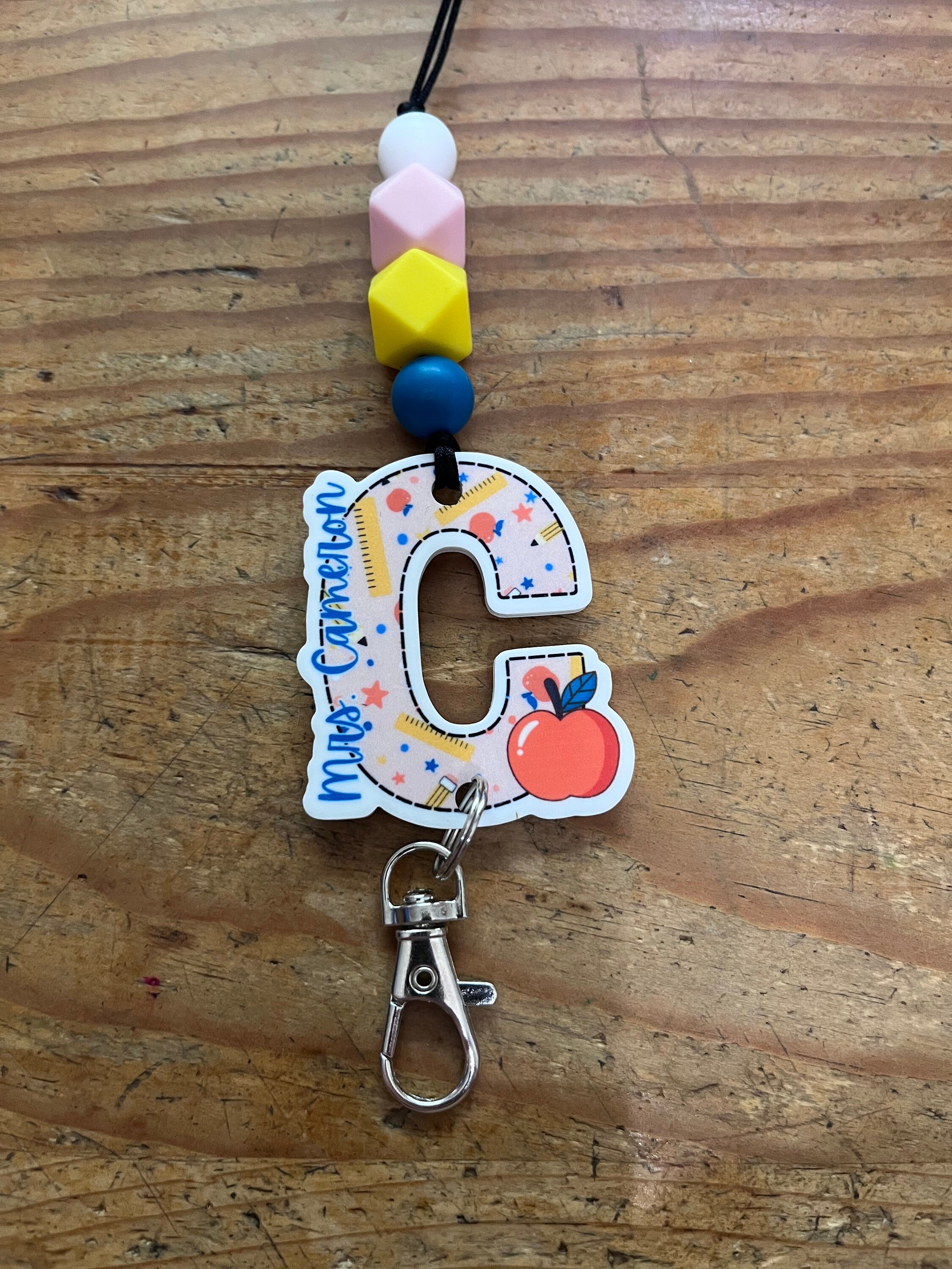 Custom Initial Teacher Lanyard - Personalized Teacher Gift - ID Badge ...