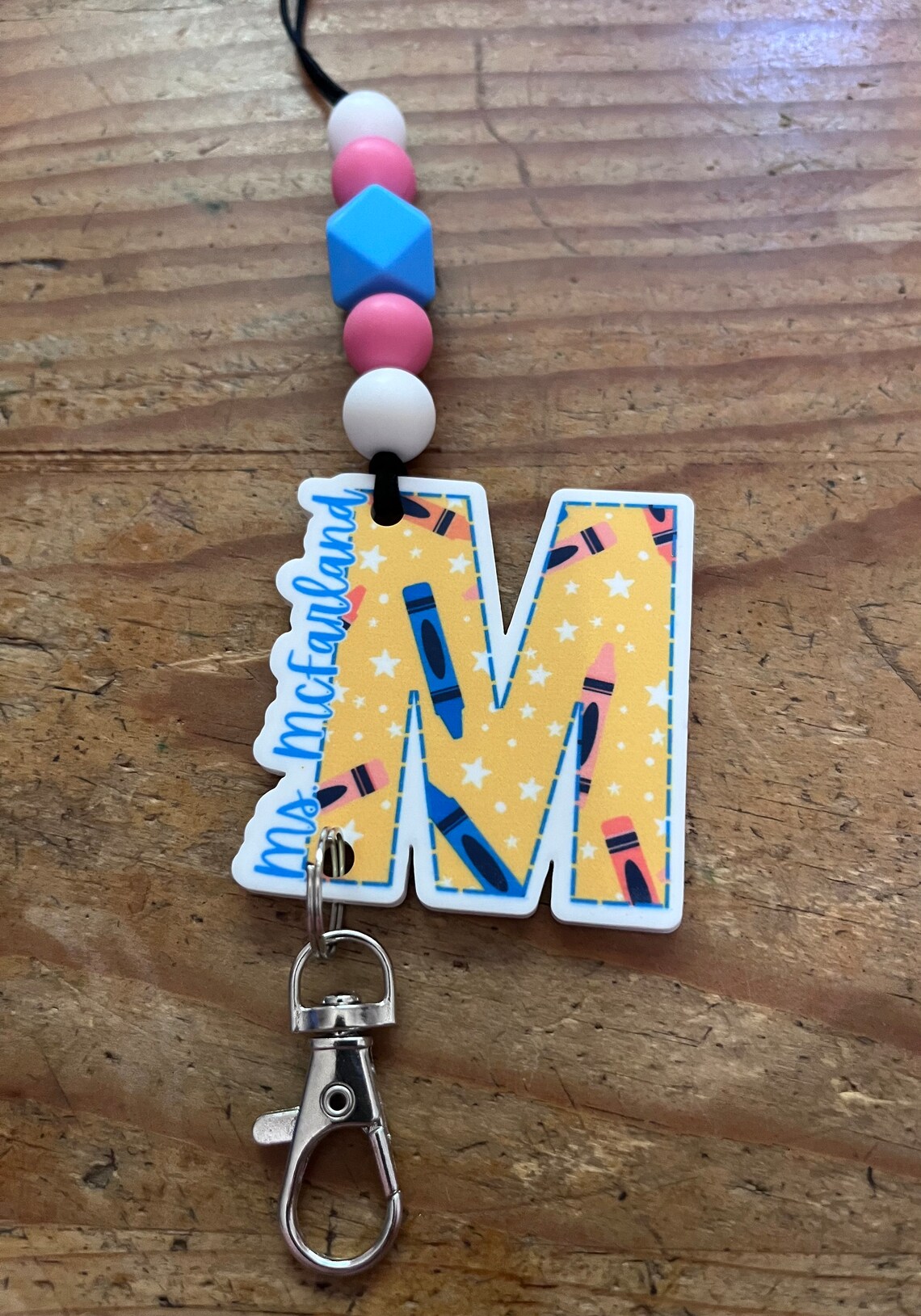 Custom Initial Teacher Lanyard - Personalized Teacher Gift - ID Badge ...