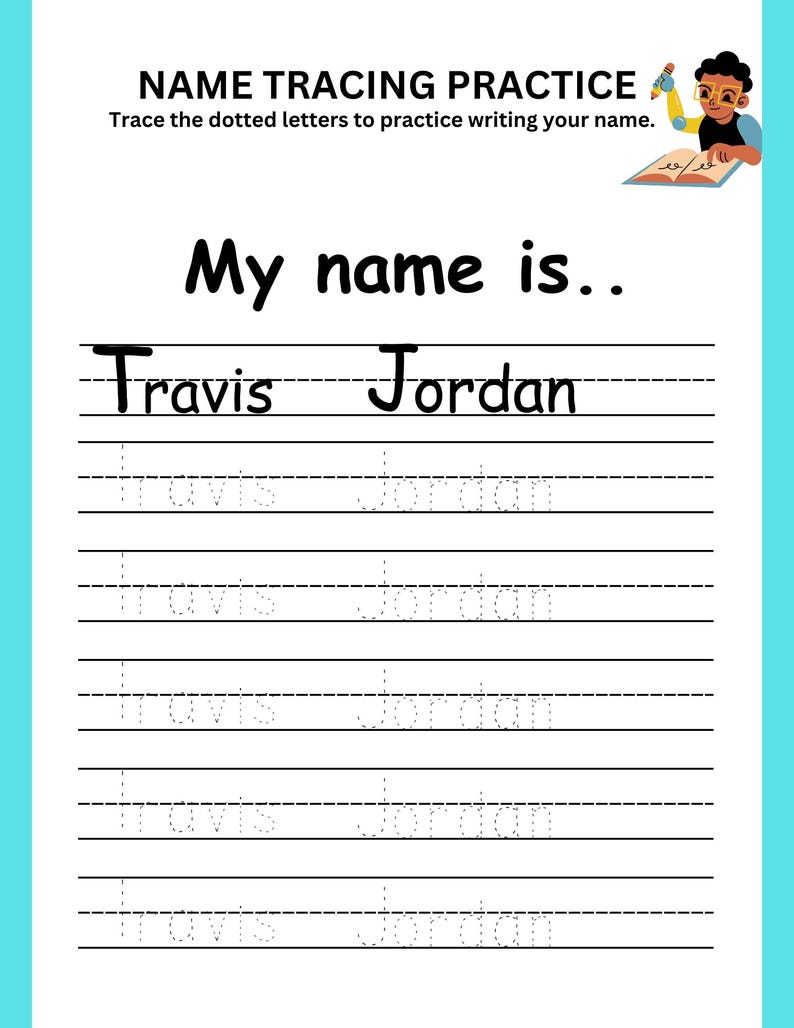 Custom Name Tracing Worksheet - Etsy