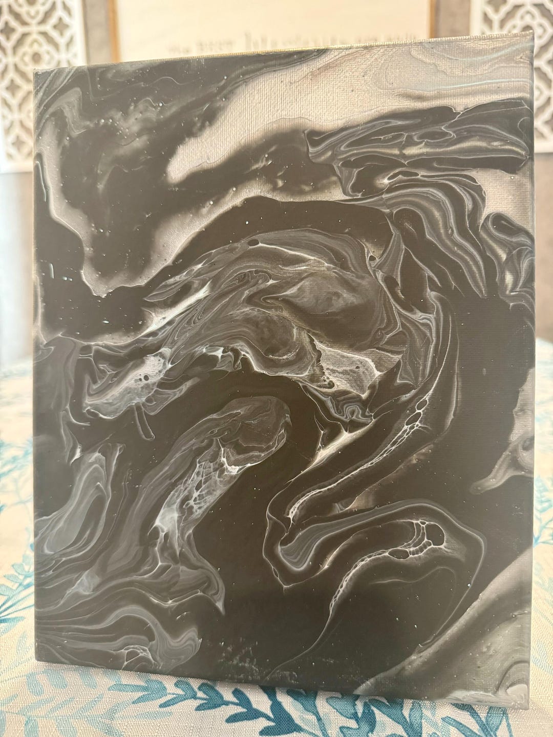 Black and Silver Paint Pouring - Etsy