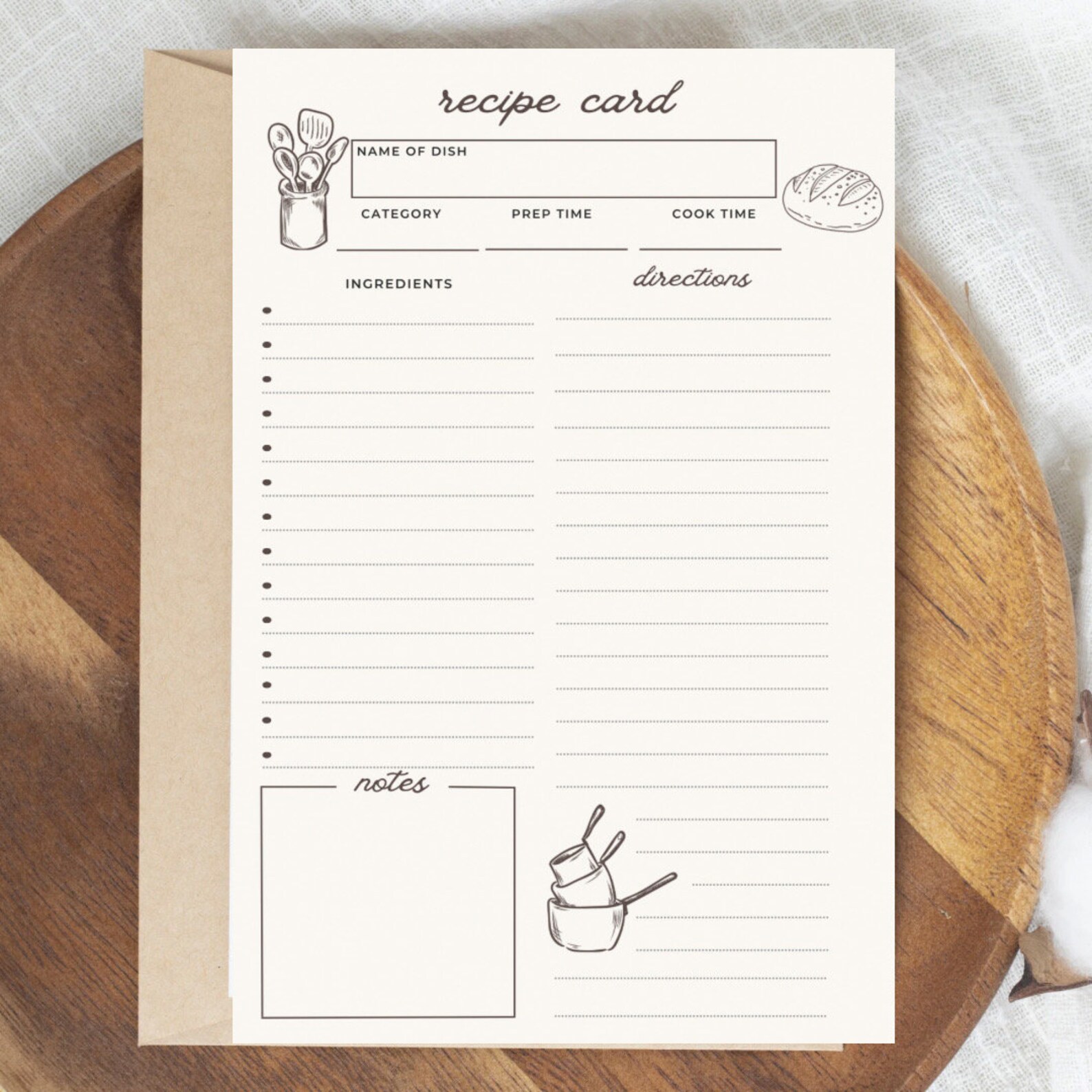 Printable Minimalist Recipe Card digital PDF Download - Etsy